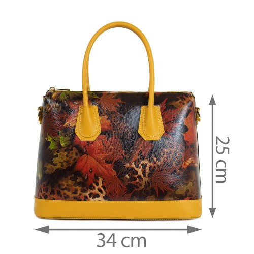 Geanta piele galben mustar multicolor GF1964